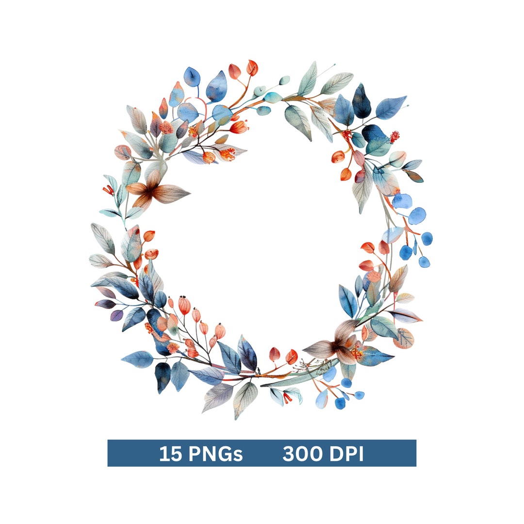 Boho Wreath PNG, Fall Wreath Clipart, DIY Crafts Digital Download for ...