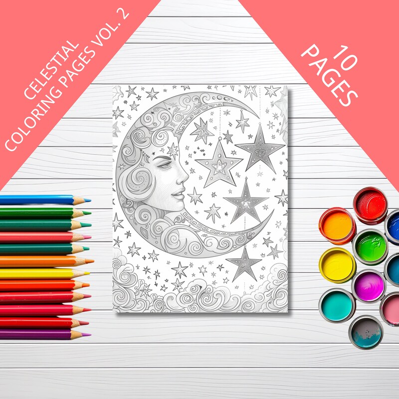 Celestial Coloring Page - Etsy