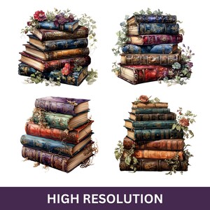 Victorian Books Clipart, Vintage Victorian Stickers, Librarian Clipart ...