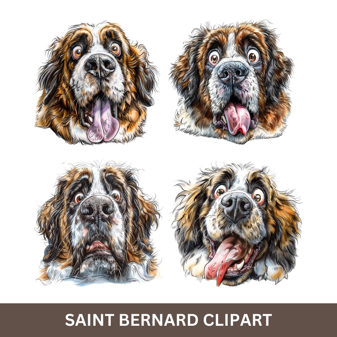 Funny Saint Bernard Clipart Bundle: Commercial Use (digital Download ...