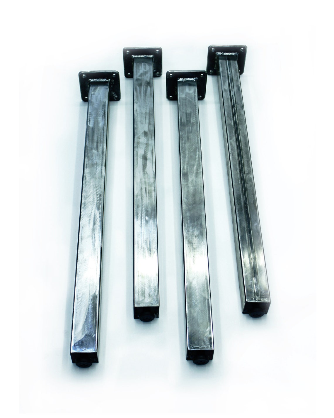 Metal Table Legs Straight, Square Tube, Mounting Flange, Bare Metal ...