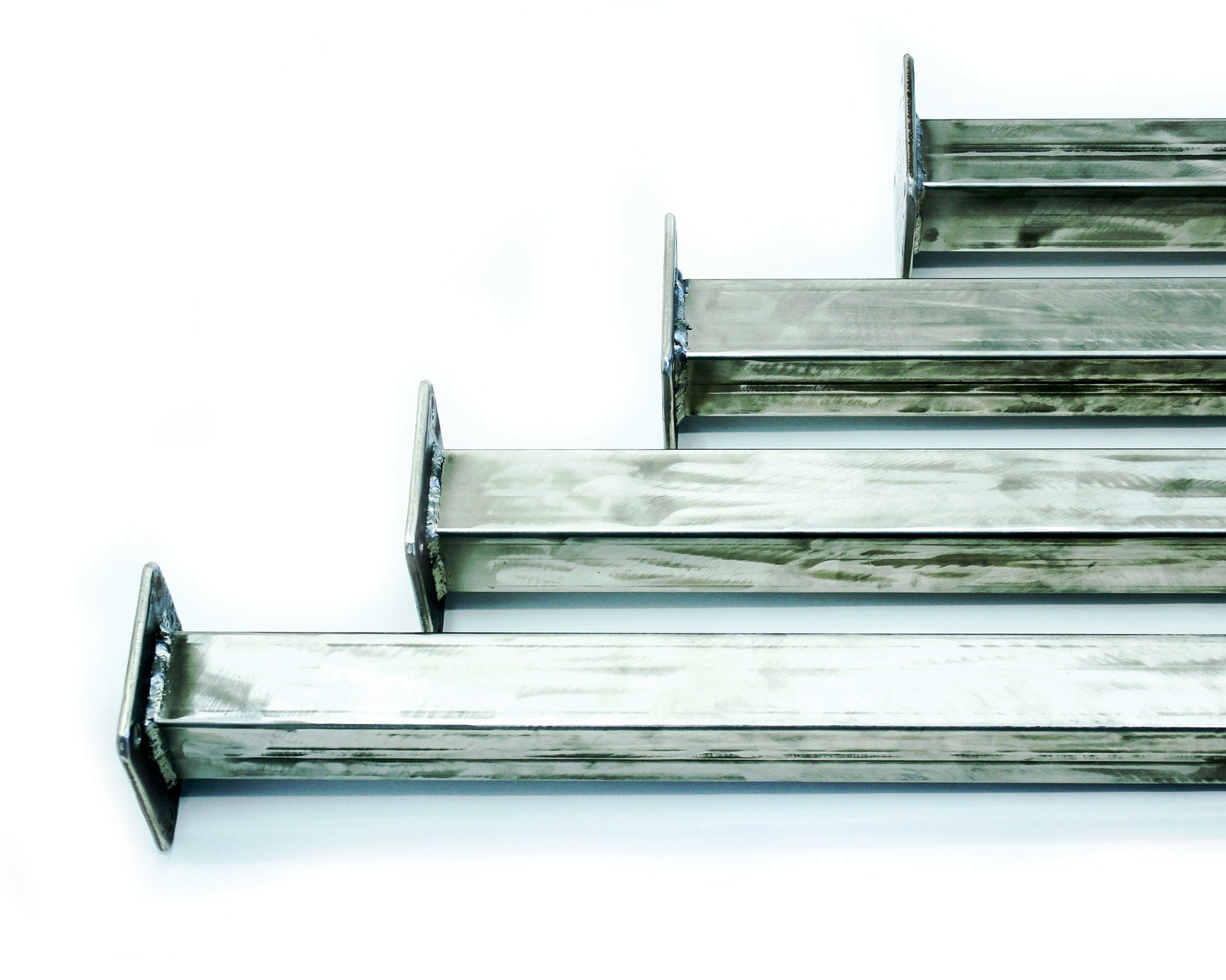 Metal Table Legs Straight, Square Tube, Mounting Flange, Bare Metal ...