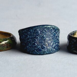 Ceramic Blue Purple Textured Boho Style Ring- Band Ring - Statement ...