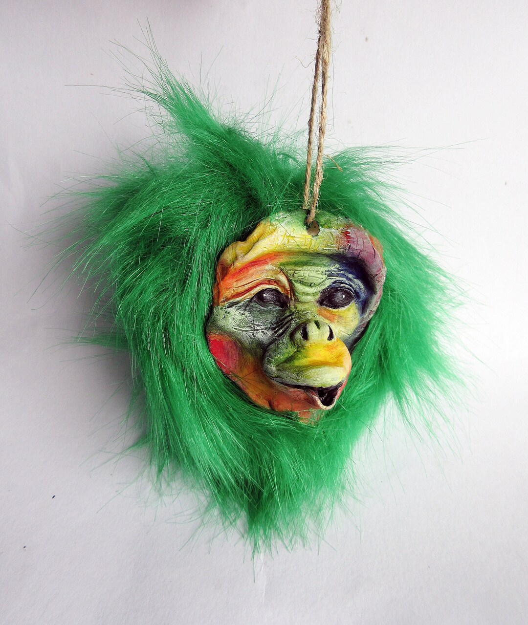 Rainbow Green Ceramic Monkey Ornament - Decoration - Primate Decoration ...