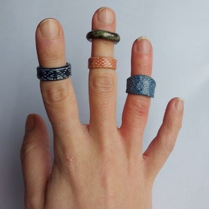 Ceramic Blue Purple Textured Boho Style Ring- Band Ring - Statement ...