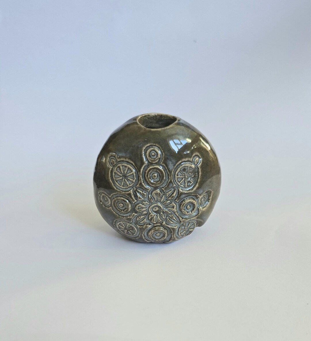 Wonky Boho Grey Glaze Pot - Hand Built Ceramic Pot One Stem Vase ...