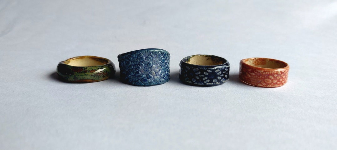 Ceramic Blue Purple Textured Boho Style Ring- Band Ring - Statement ...