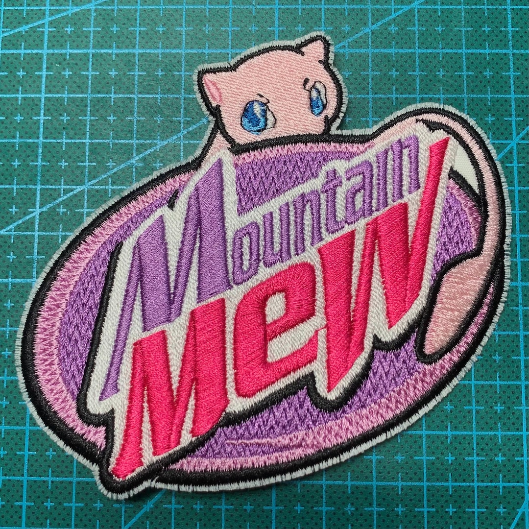 Mountain Mew Mock Mountain Dew Logo Feat. Mew Pokemon Fully Embroidered ...