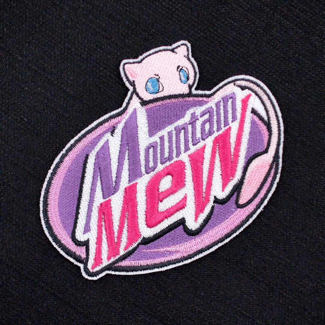 Mountain Mew Mock Mountain Dew Logo Feat. Mew Pokemon Fully Embroidered ...