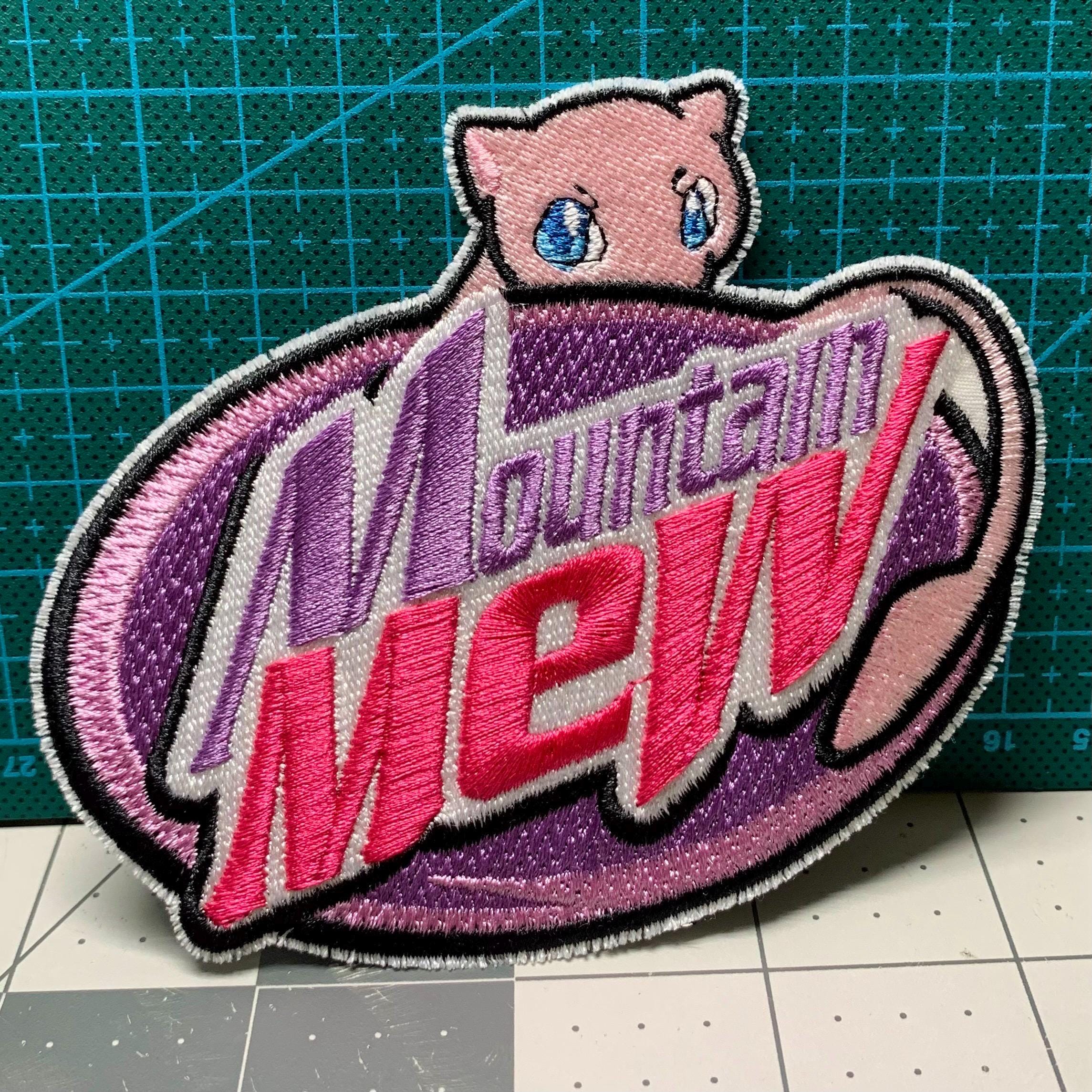 Mountain Mew Mock Mountain Dew Logo Feat. Mew Pokemon Fully Embroidered ...