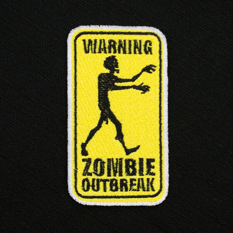 Zombie Outbreak Warning Caution Fully Embroidered Sew-on & - Etsy
