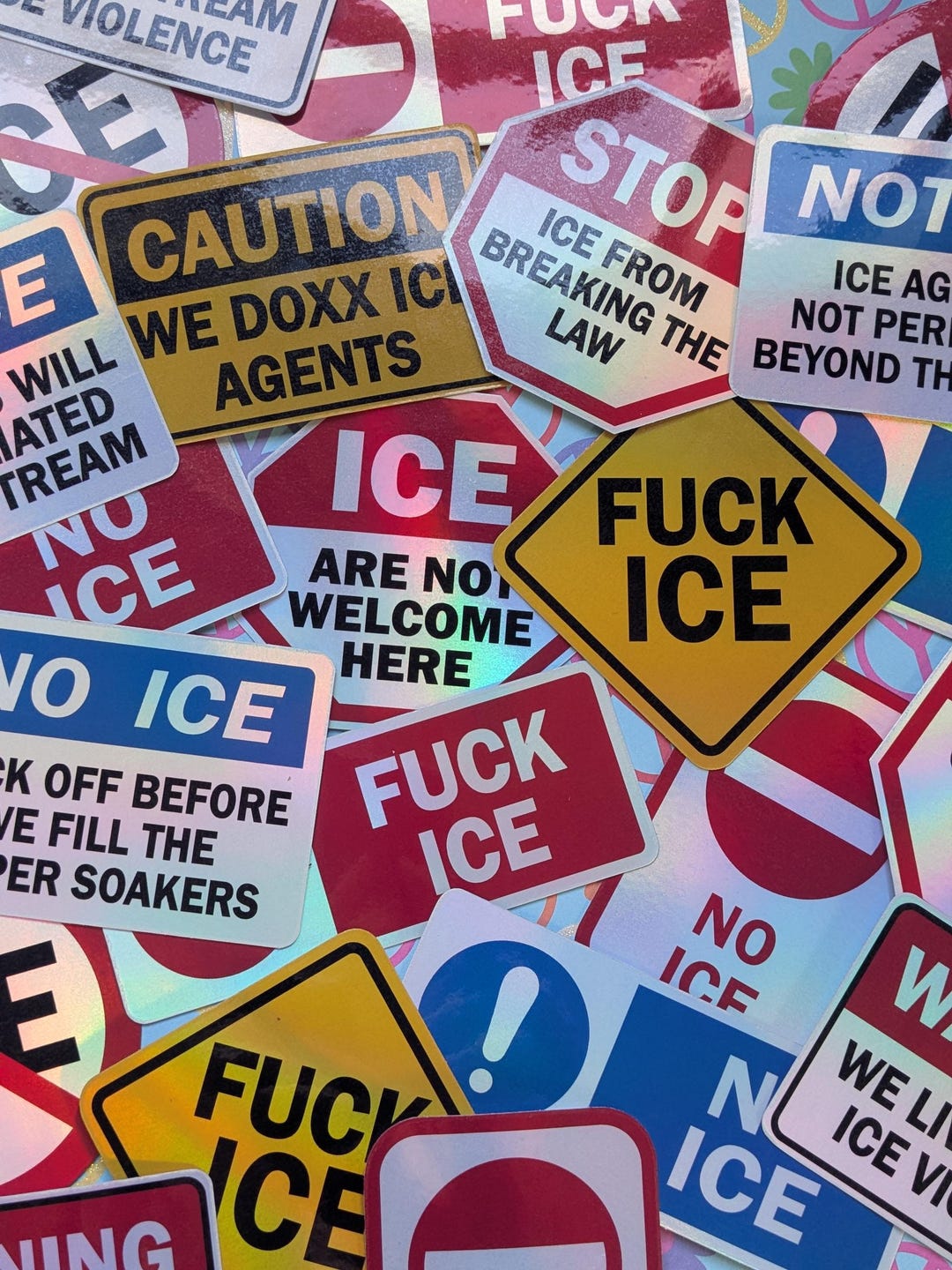 Funny ANTI ICE Warning Stickers - Warning Sticker Against Federal ...