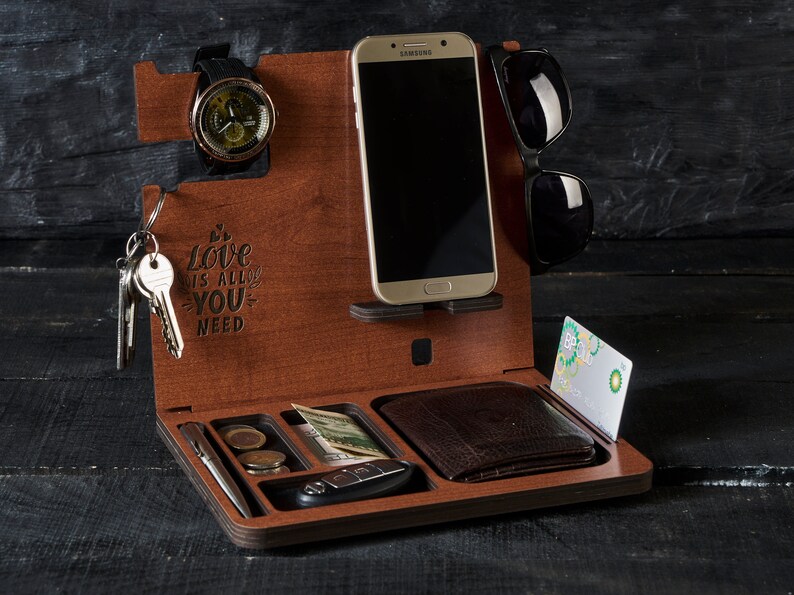 Personalized wooden organizerTech giftsgift for | Etsy