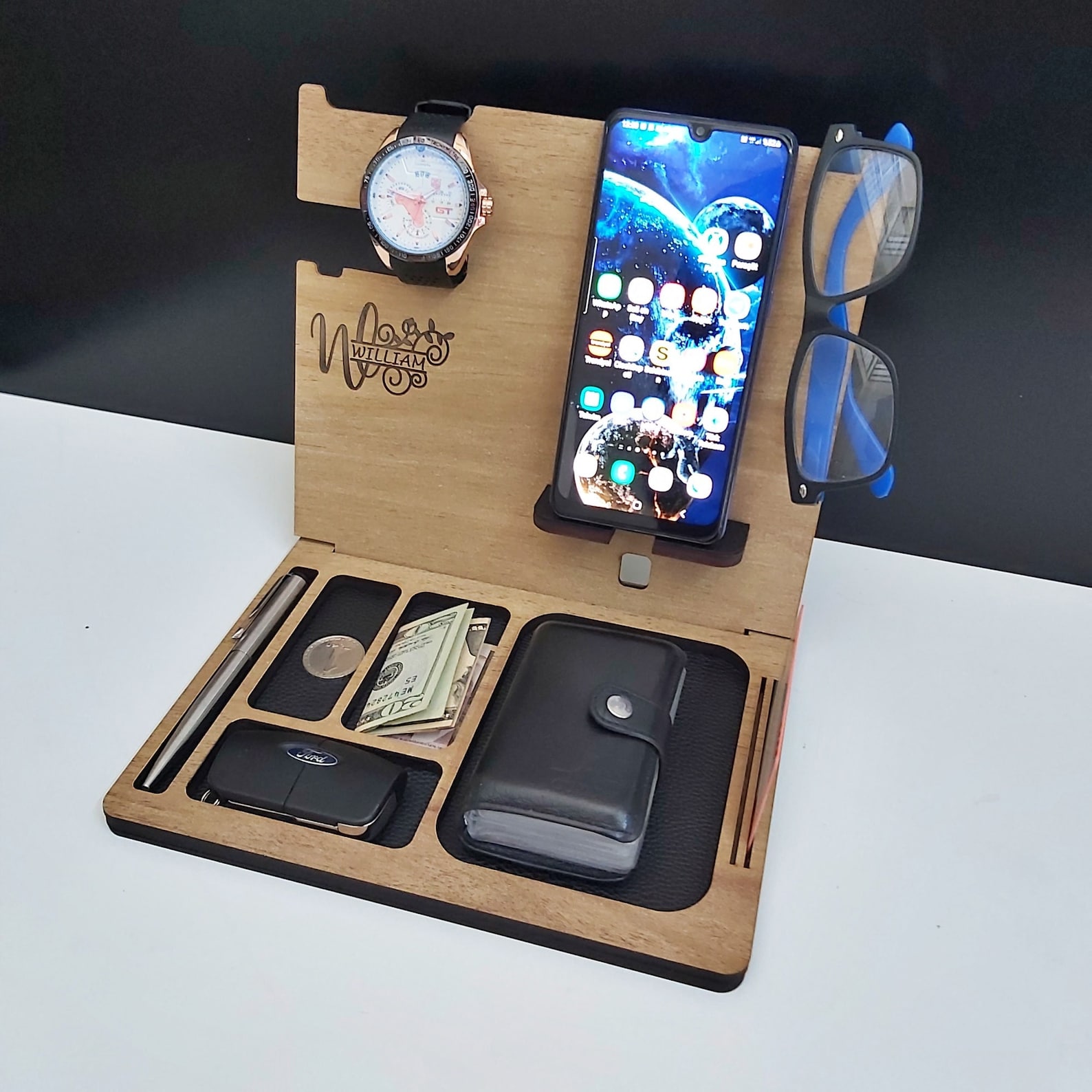 Personalized Wooden Office Organizer for Christmas New Year - Etsy