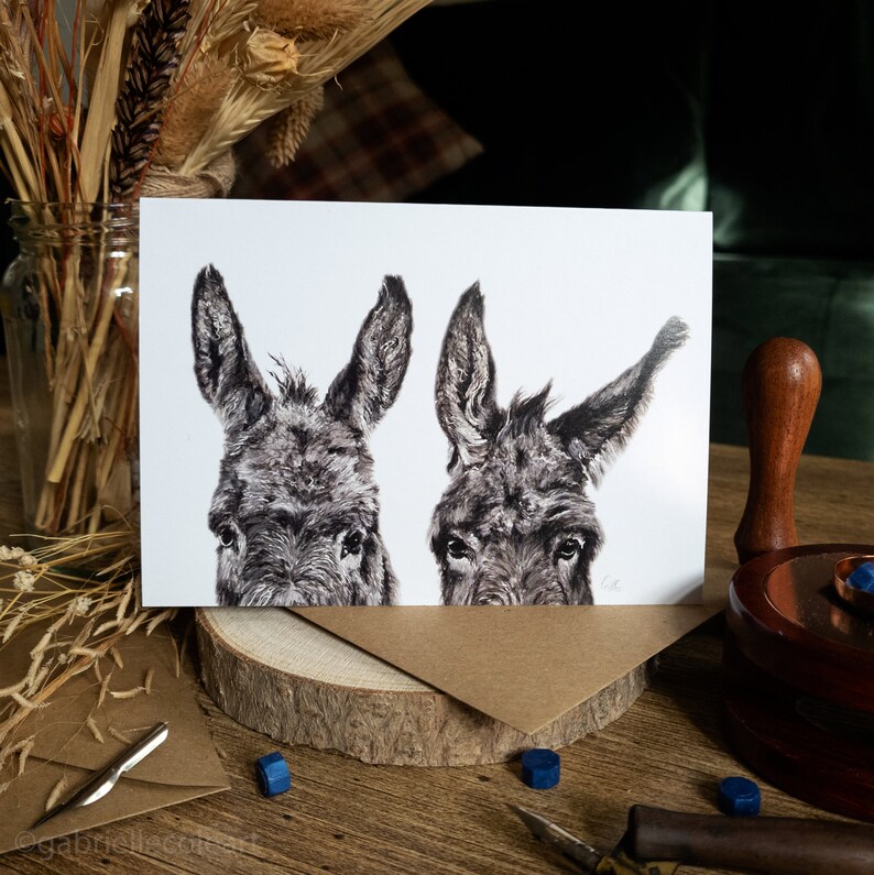Donkey Greeting Card | Peek-a-boo Card | Wildlife Card | A6 Blank Card ...