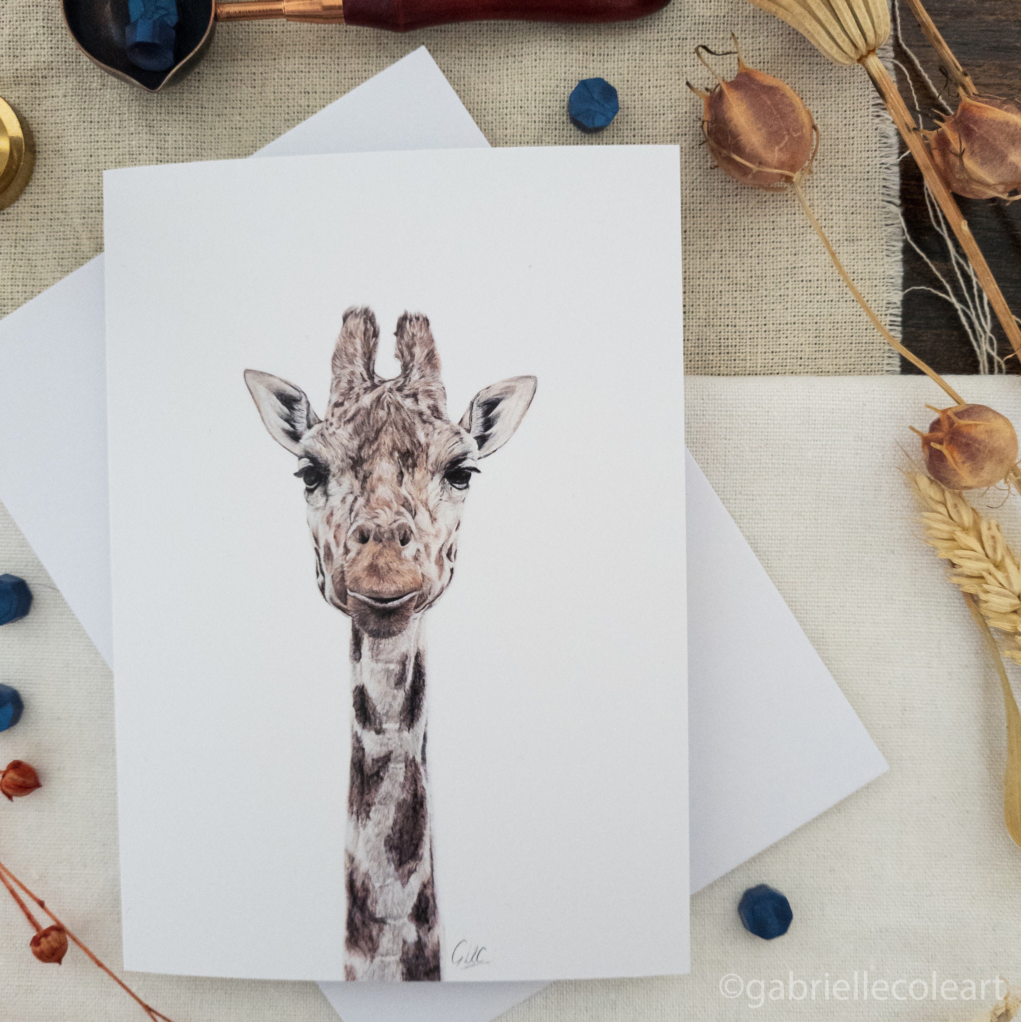 Giraffe Greetings Card | Wildlife Illustration | A6 Blank Card ...