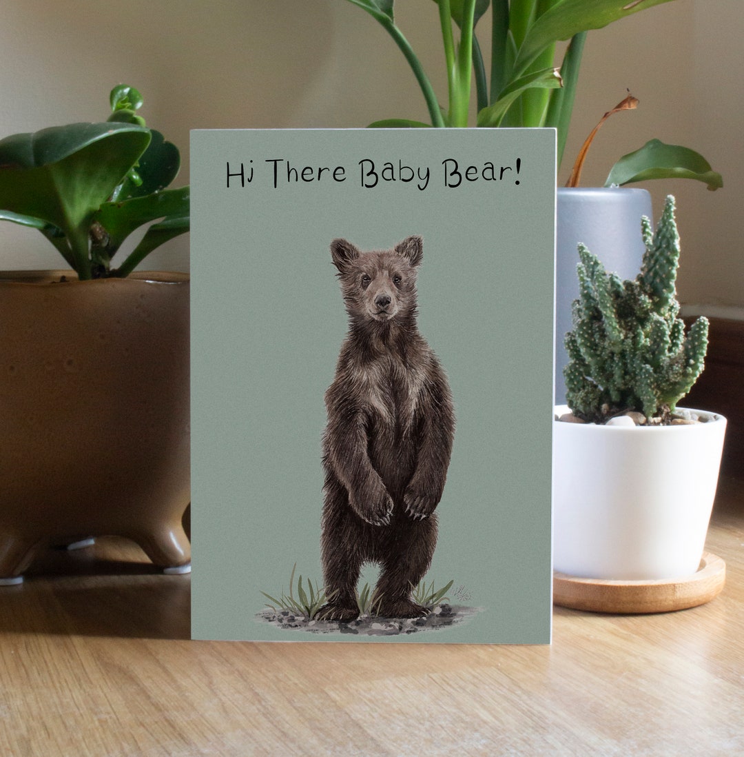 Baby Bear Card | New Born Baby | Bear Cub | Bear Cub Illustration | A6 ...