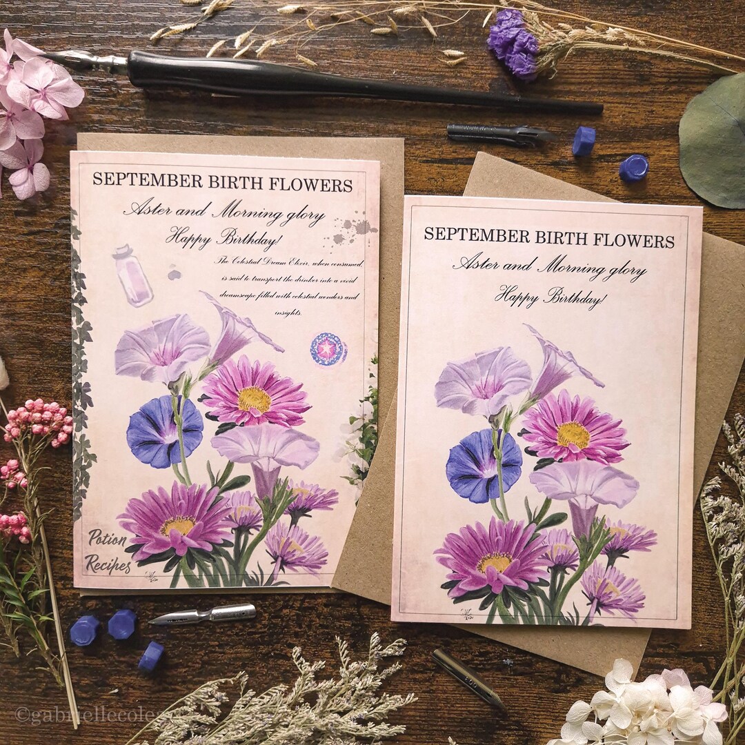 Happy Birthday Card | Birth Flowers | A6 Blank Card | Months of the ...