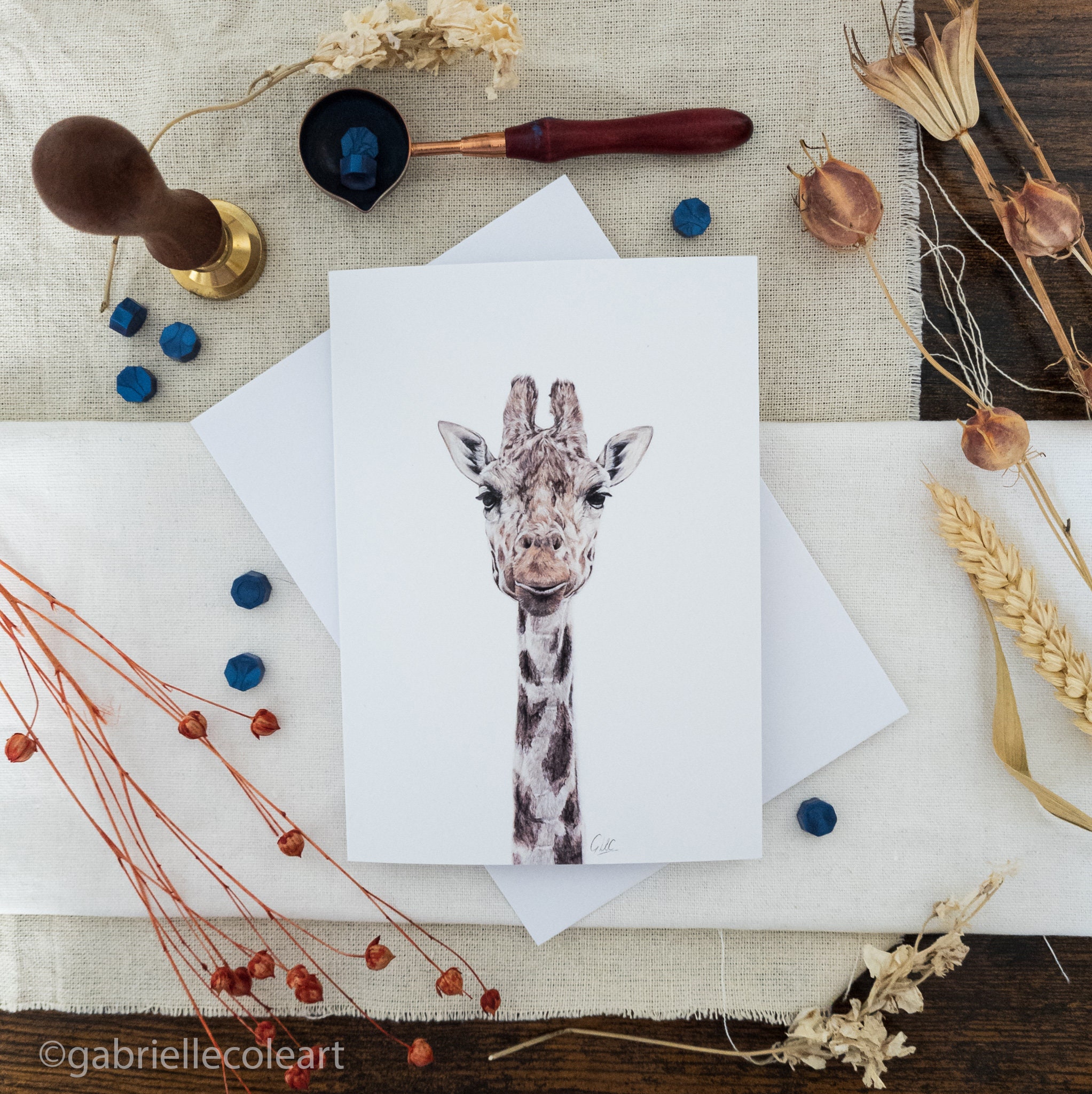 Giraffe Greetings Card | Wildlife Illustration | A6 Blank Card ...