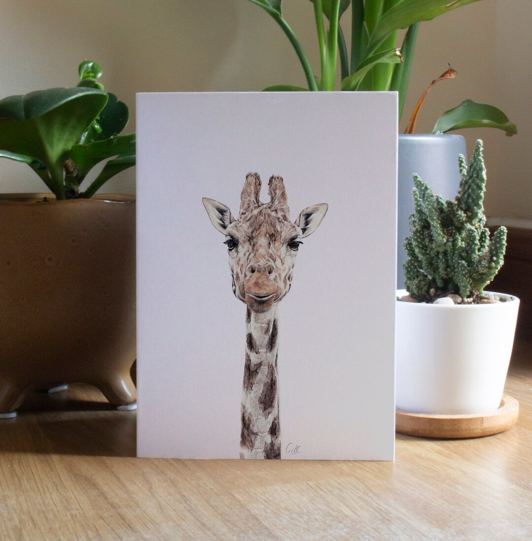 Giraffe Greetings Card | Wildlife Illustration | A6 Blank Card ...