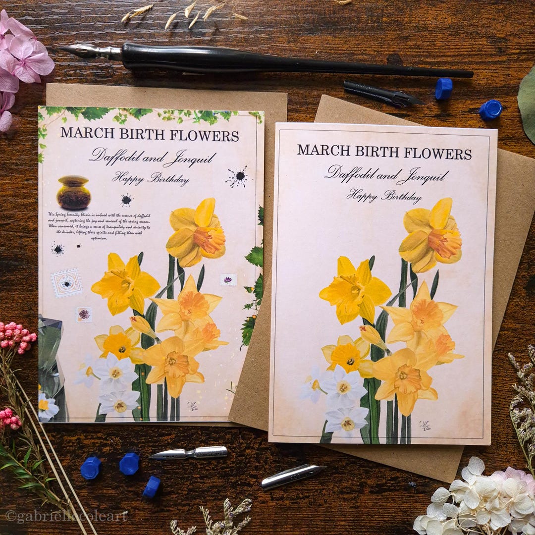 Happy Birthday Card Birth Flowers A6 Blank Card Months of the Year ...