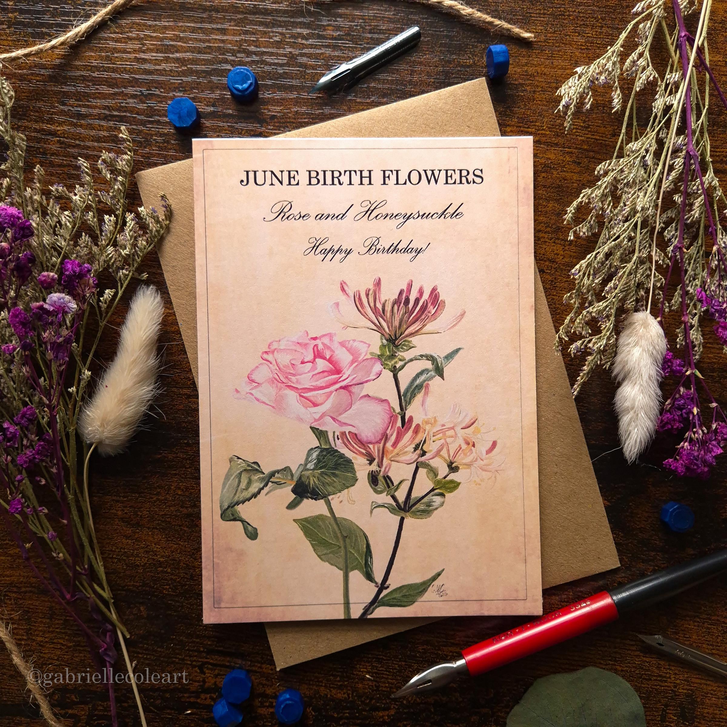 Happy Birthday Card | Birth Flowers | A6 Blank Card | Months of the ...