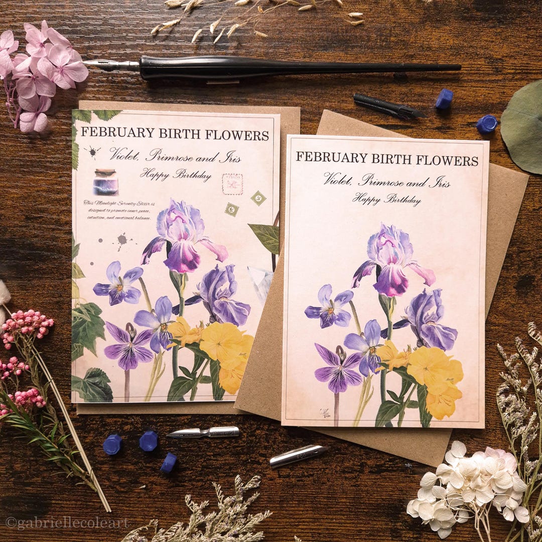 Happy Birthday Card | Birth Flowers | A6 Blank Card | Months of the ...