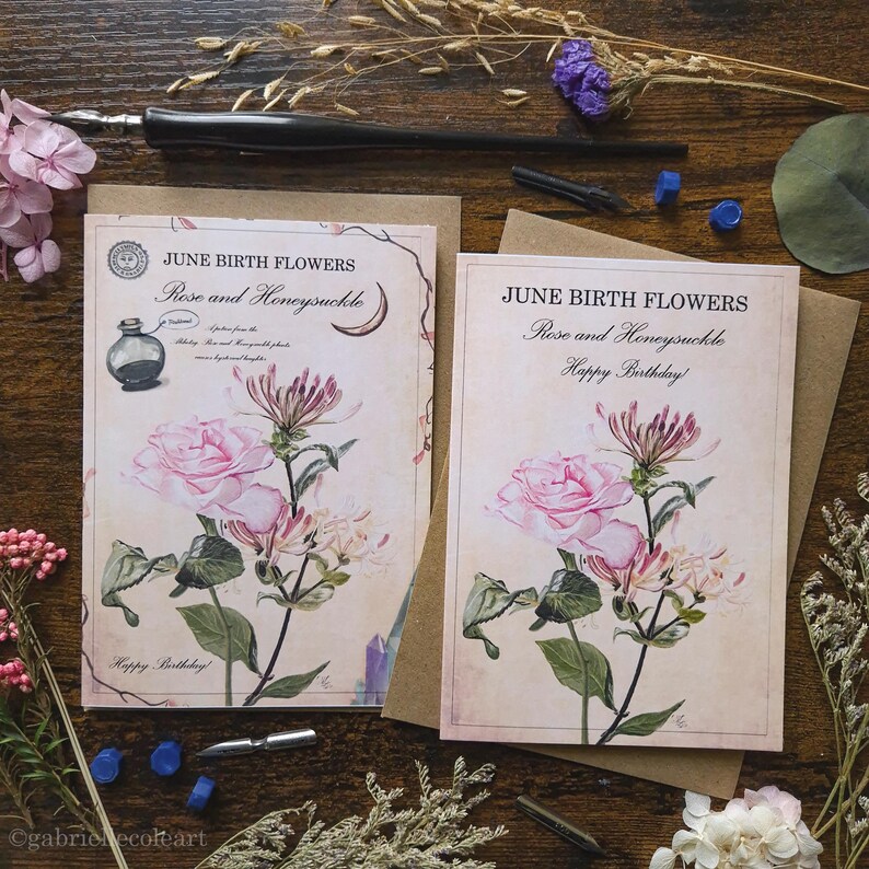 Happy Birthday Card | Birth Flowers | A6 Blank Card | Months of the ...