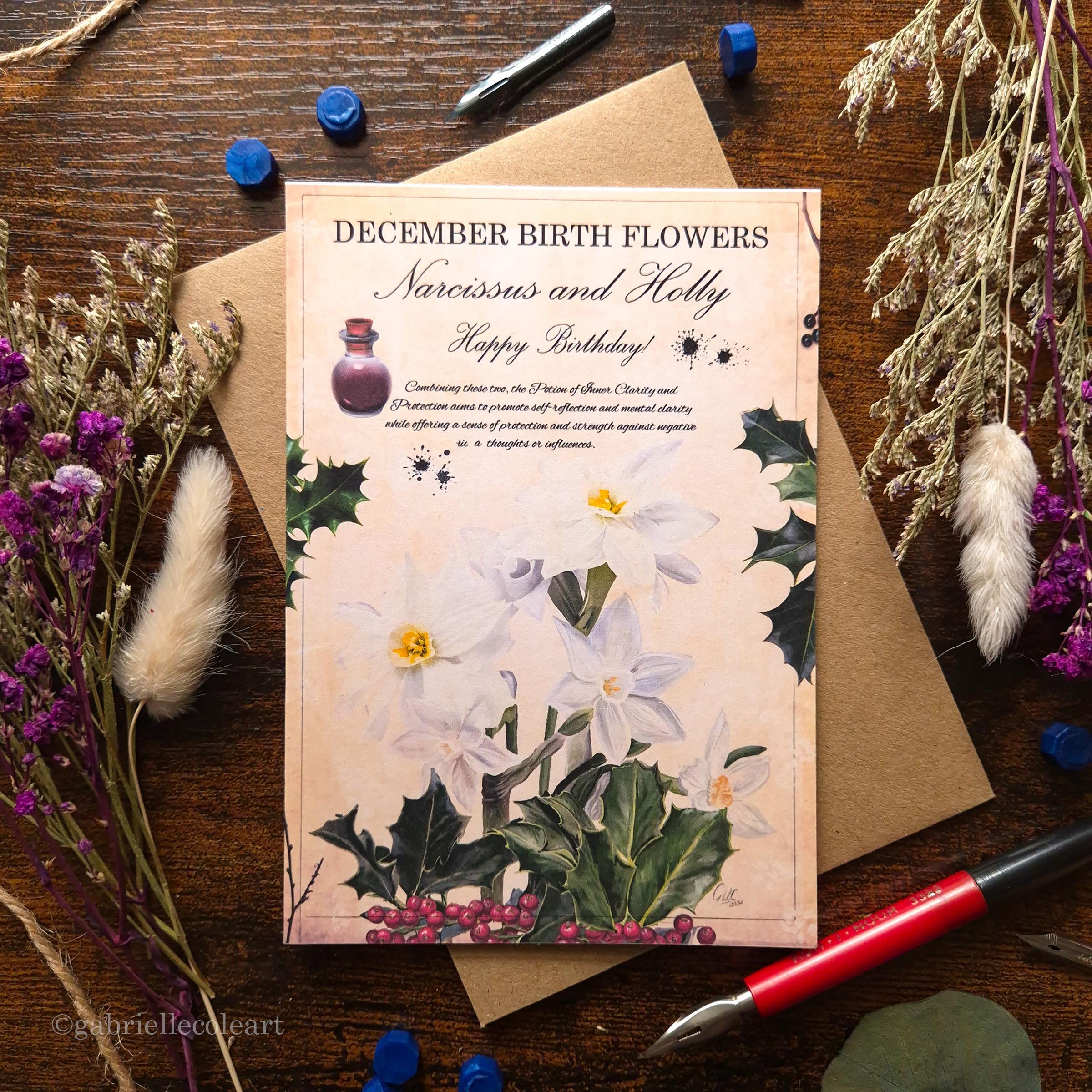 Happy Birthday Card | Birth Flowers | A6 Blank Card | Months of the ...