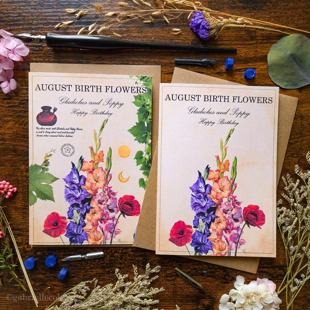 Happy Birthday Card Birth Flowers A6 Blank Card Months of the Year ...