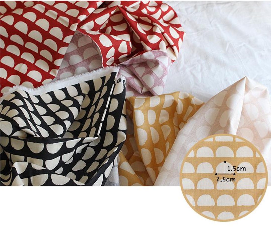 1yard - Half-moon Pattern Fabric – 3 Colors / 20s Cotton Fabric - Etsy