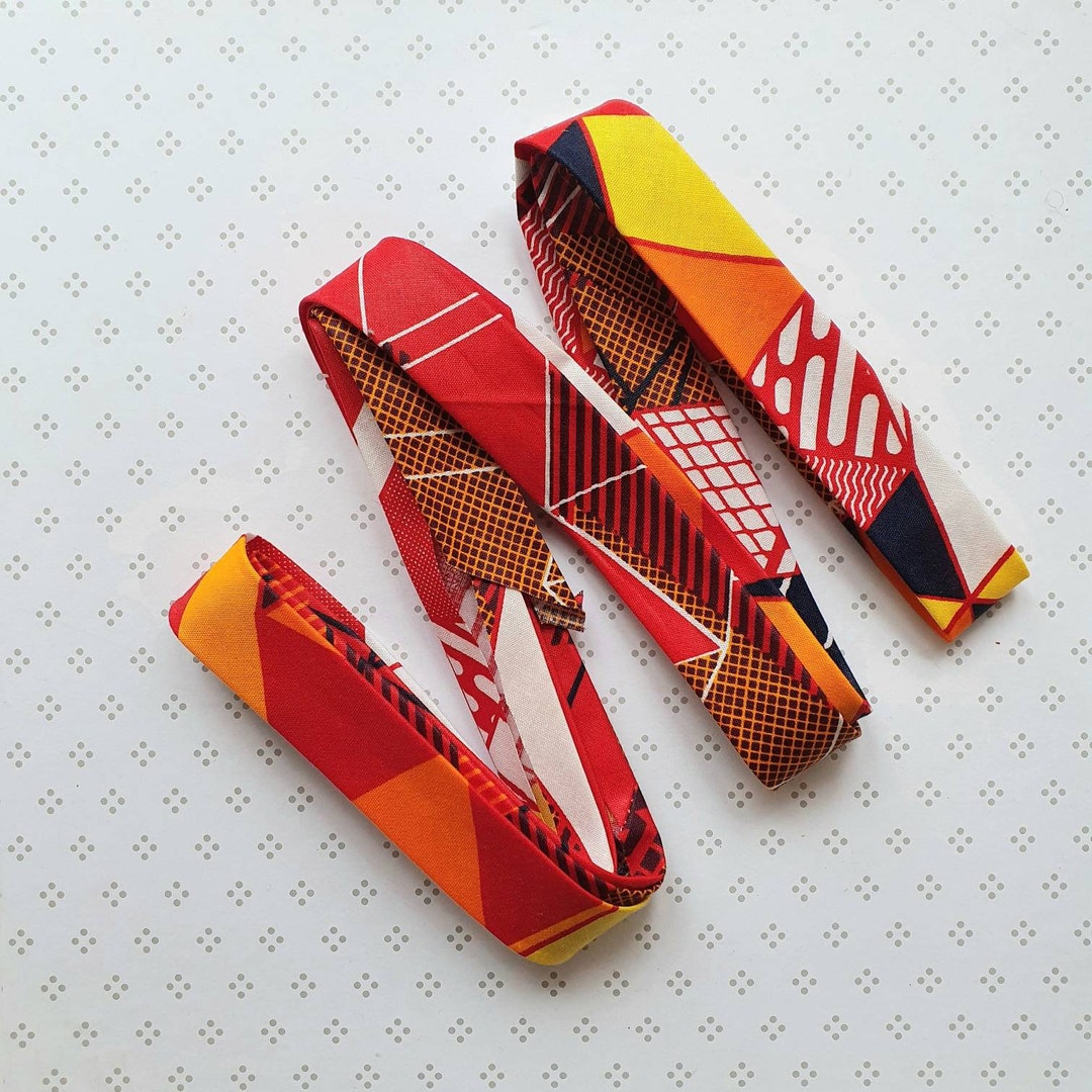 3 Metres of 25mm Red, Yellow & Blue African Wax Print Bias Binding ...