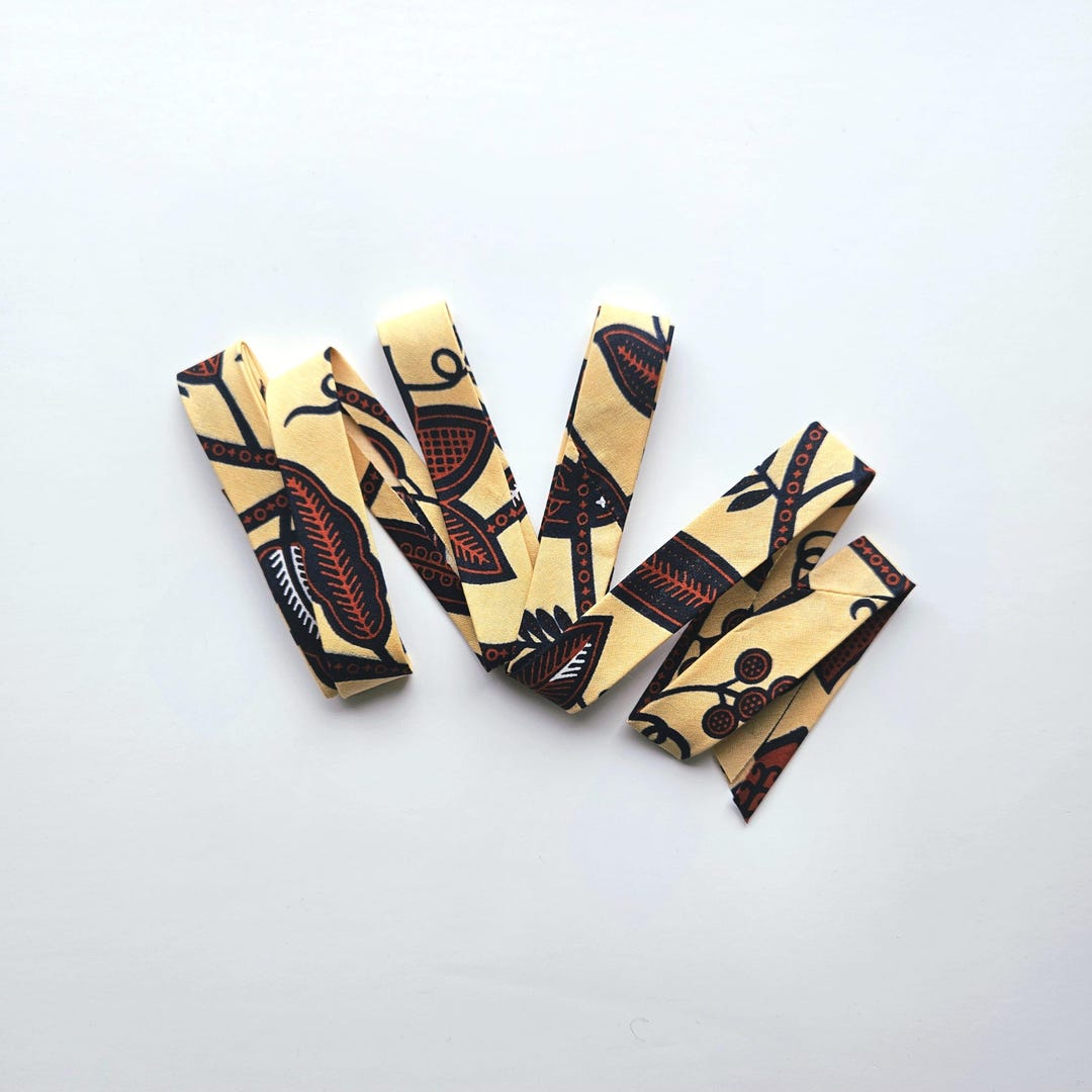 Cream, Beige & Brown Mocha African Wax Fabric Bias Binding. 2.5cm Wide ...