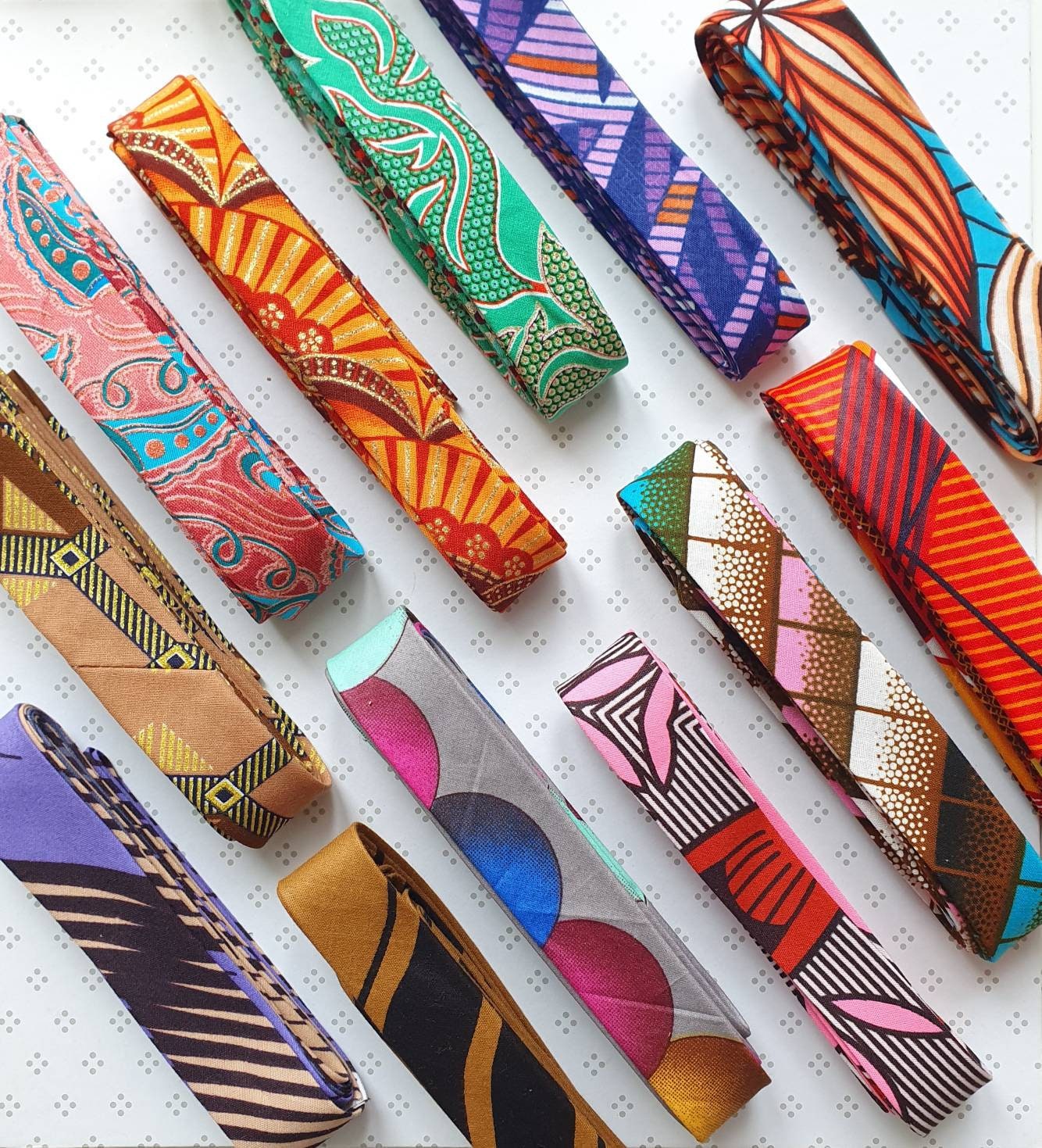 3 Metres of 25mm Red, Yellow & Blue African Wax Print Bias Binding ...