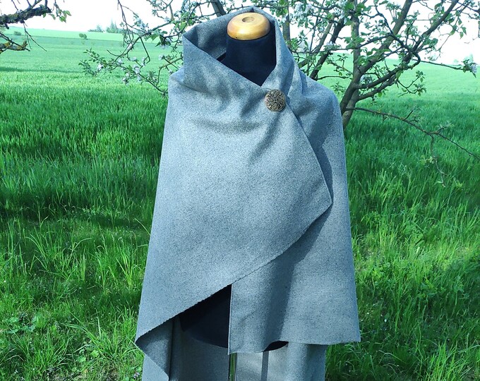 100 % Wool Cloak, Light Grey Color, Medieval Cloak, Squre Shape, Viking ...
