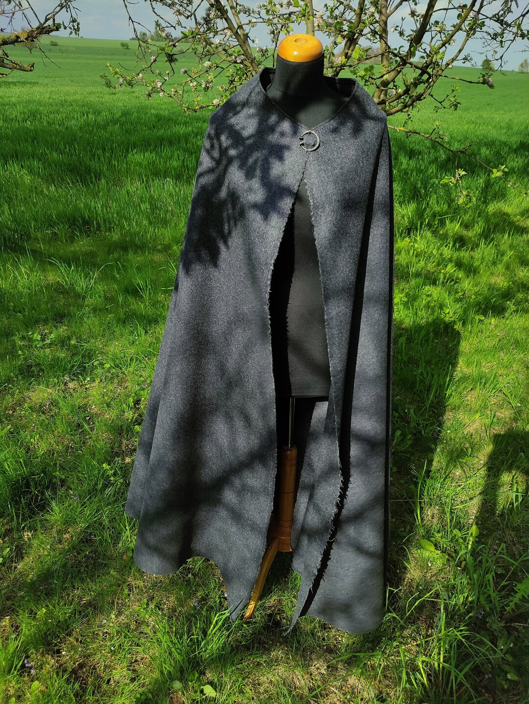 100 % Wool Cloak, Dark Grey Color, Medieval Cloak, Semicircle Shape ...
