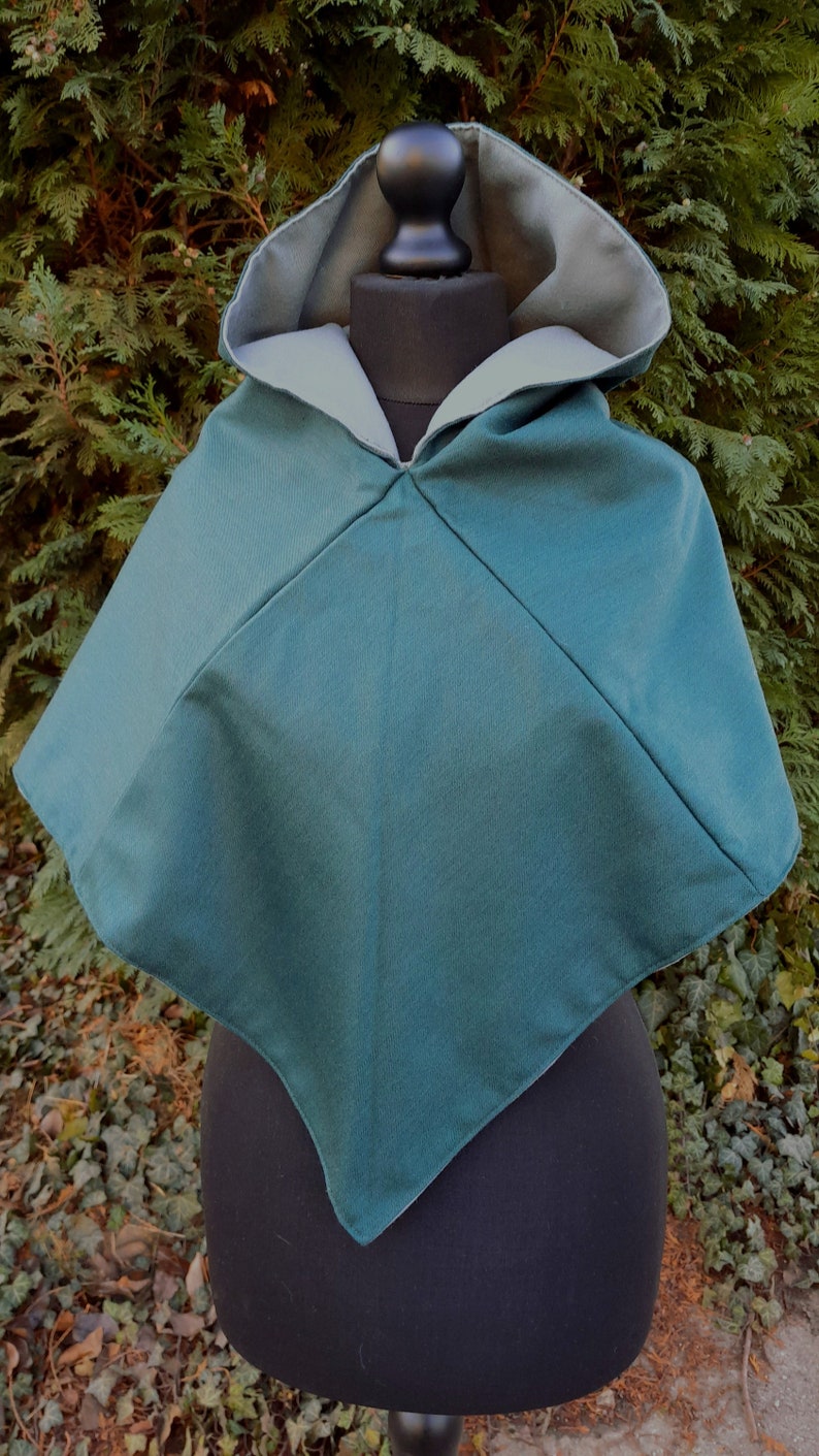 100 % Wool Hood, Fir Green Color, Wool Lining, Medieval Viking Hood ...