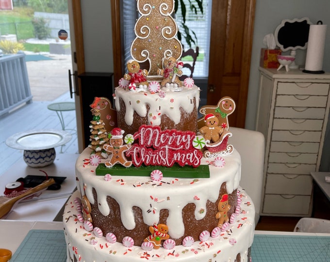 Fake Cake, Christmas Cake, Artificial Christmas Cake, Holiday Decor ...