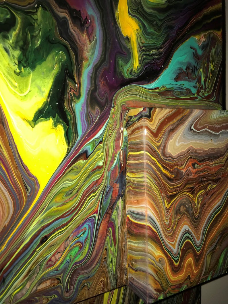 Abstract Wall Art/3 Dimensional Piece/acrylic Painting/pour Painting ...