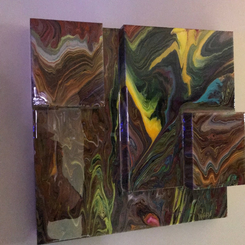Abstract Wall Art/3 Dimensional Piece/acrylic Painting/pour Painting ...