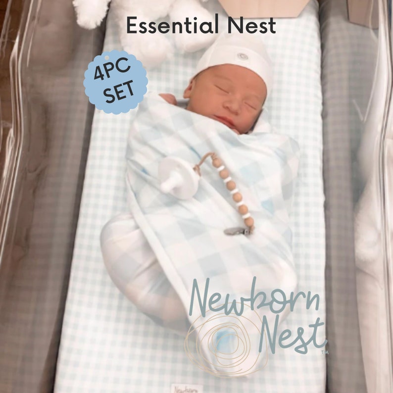 Newborn Hospital Welcome Set – Swaddle & Sheet Set, Blue Buffalo Check ...