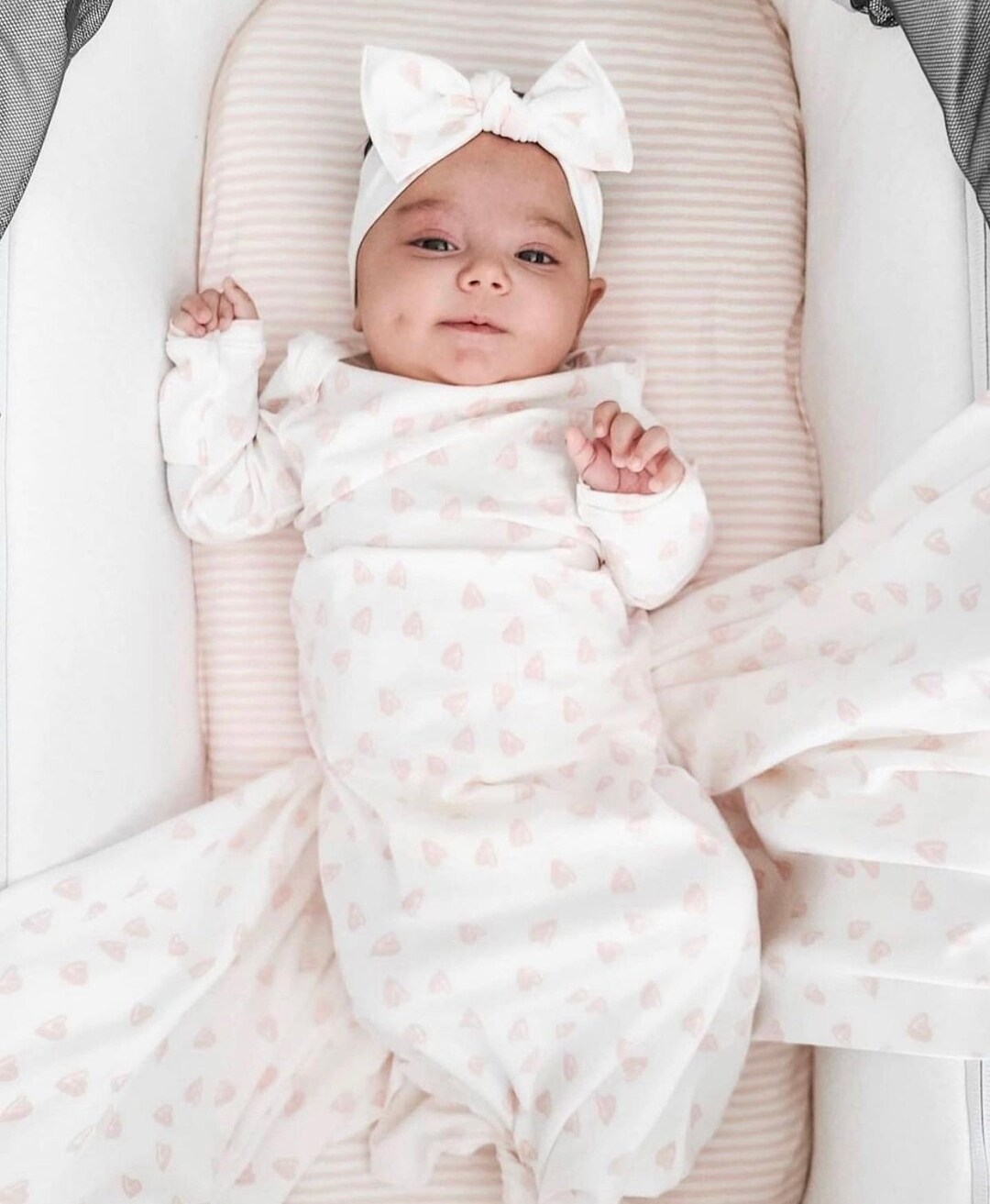 Newborn Hospital Welcome Set, Pink Heart Swaddle, Valentine Baby ...