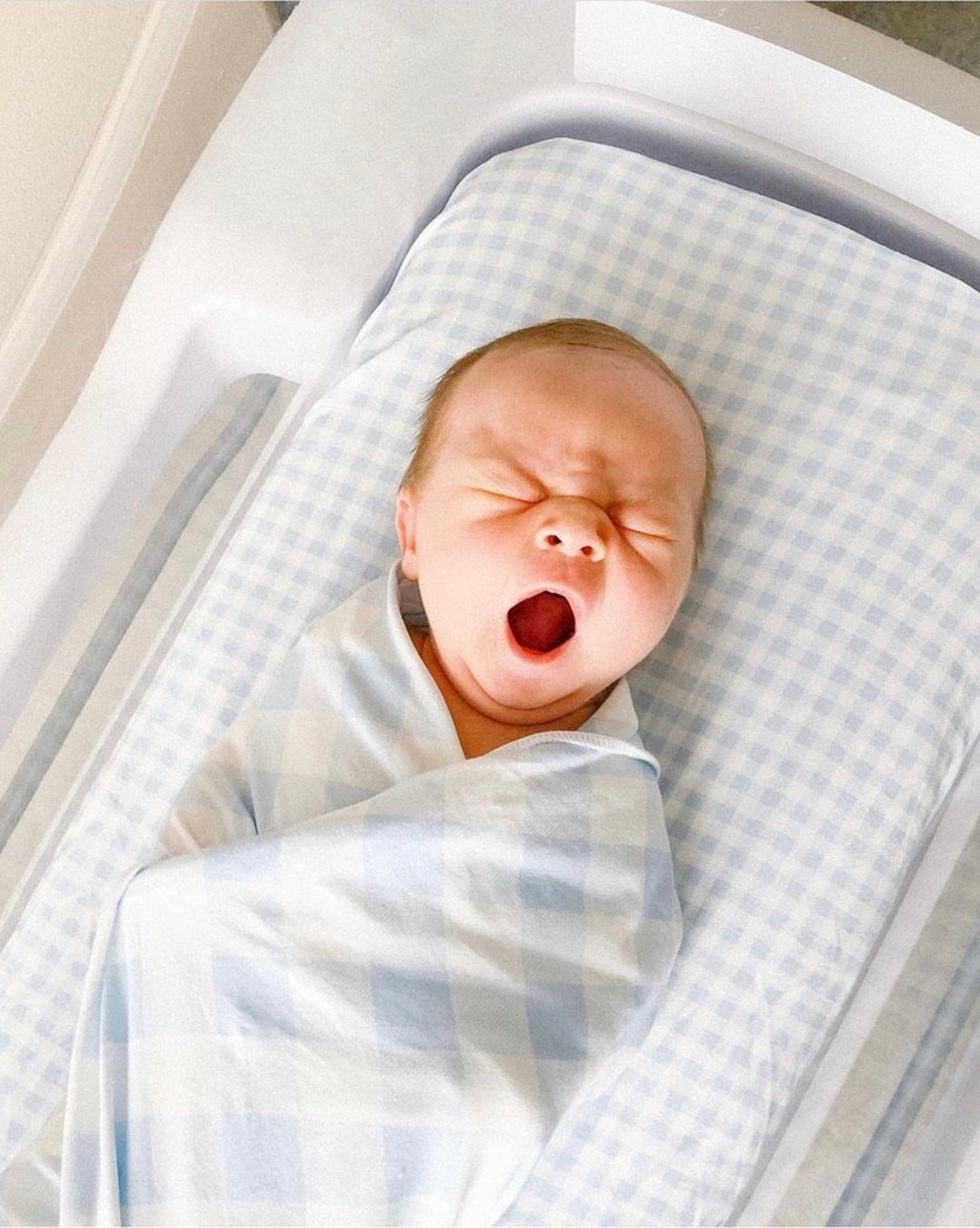 Newborn Hospital Welcome Set – Swaddle & Sheet Set, Blue Buffalo Check ...