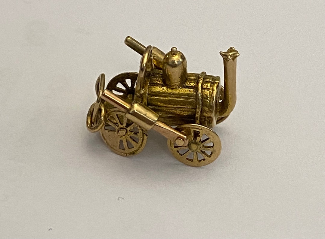 Gold Steam Engine Charm - Etsy