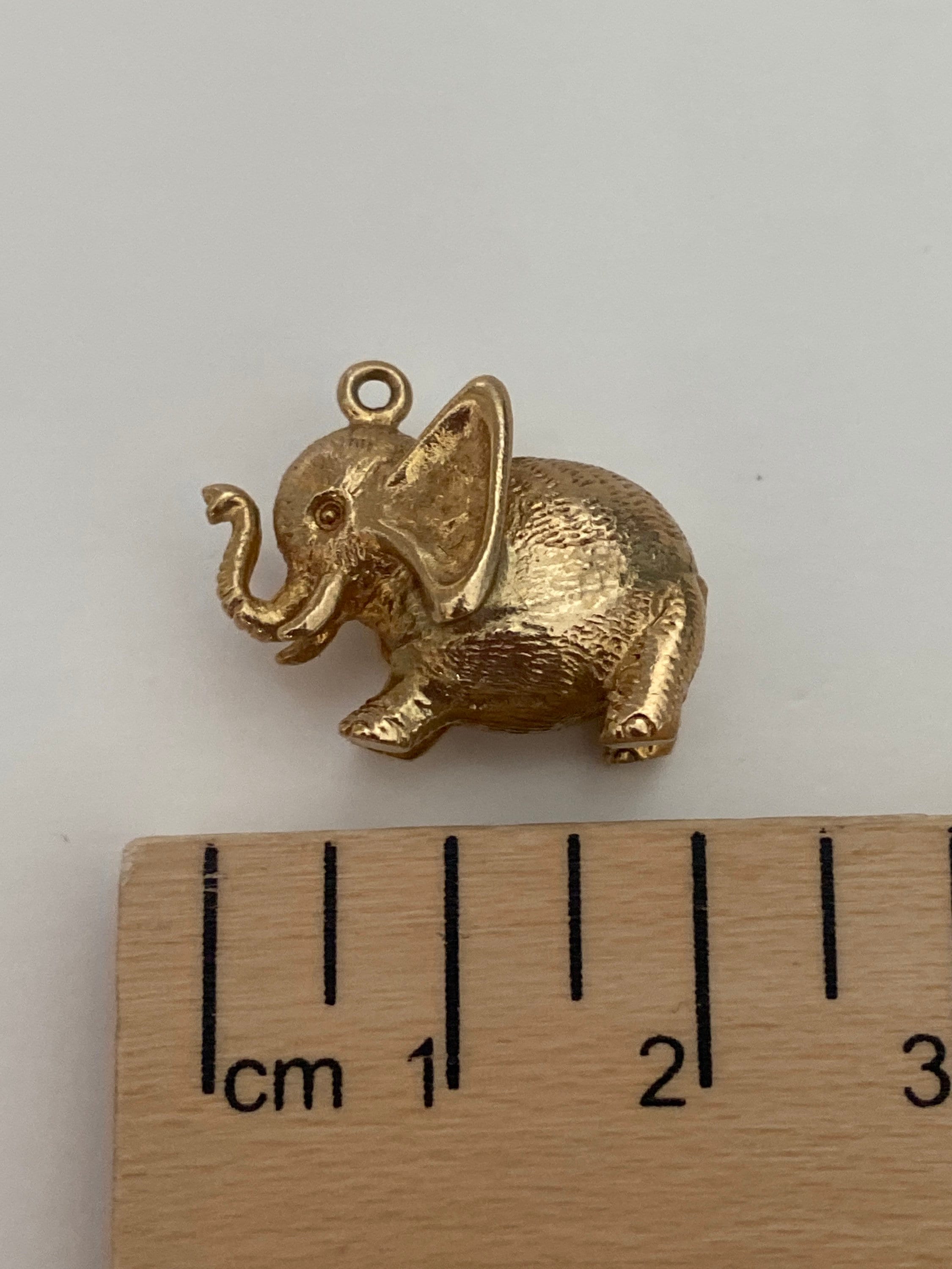 Solid Gold Elephant Charm | Etsy