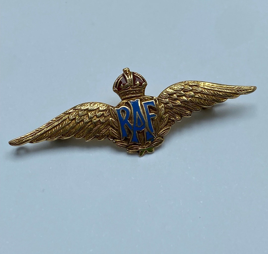 Gold Enamel RAF Brooch - Etsy