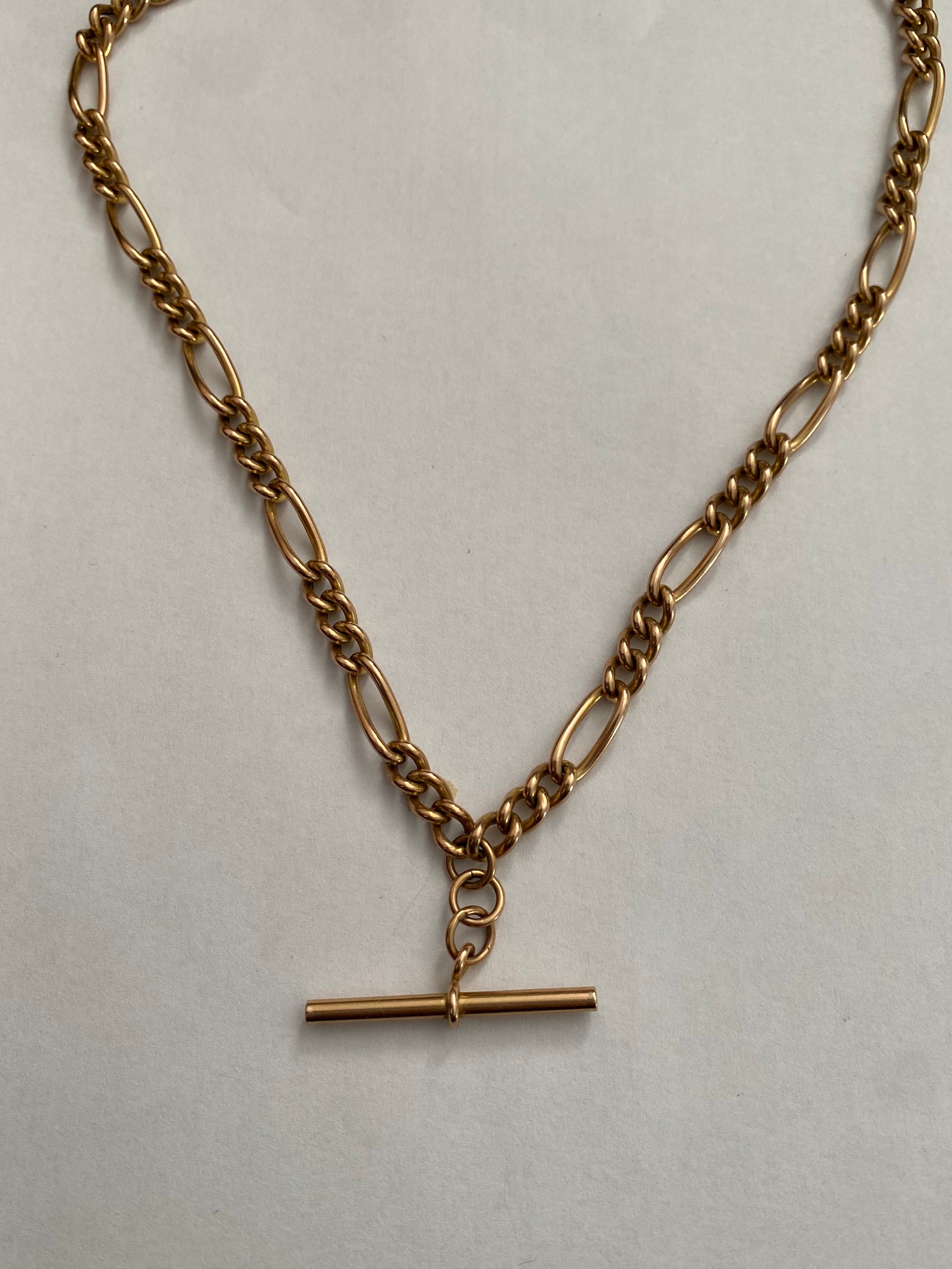 Gold t bar figaro necklace store