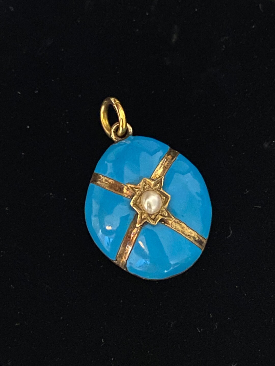 Vintage Enamel & Pearl Locket - Etsy