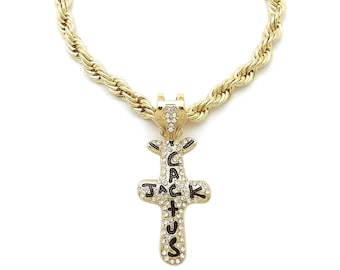 Hip Hop Fashion Iced Cactus Jack Cross Pendant | Etsy