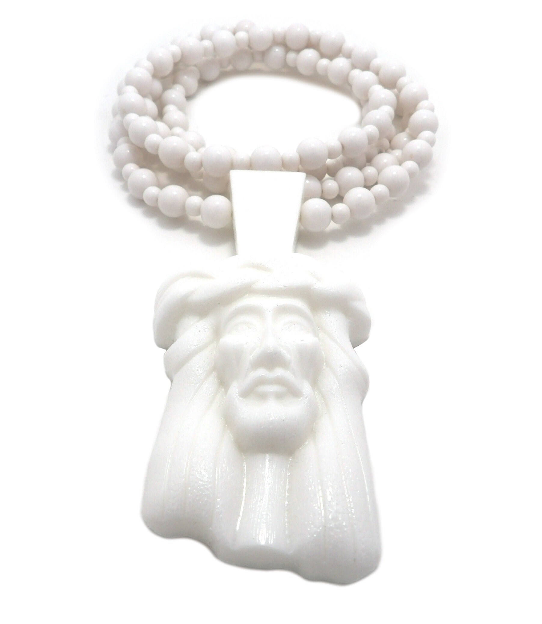 Jesus Face Pendant 8mm/36" Plastic Bead Chain Hip Hop Fashion Necklaces ...